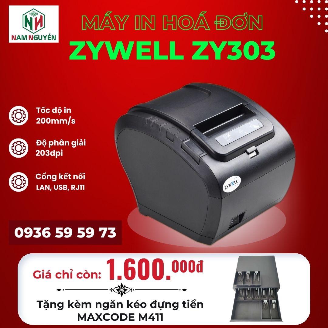Máy in hóa đơn Zywell zy303 (USB,LAN) giá tốt | Nam Nguyễn , Máy Quét ...